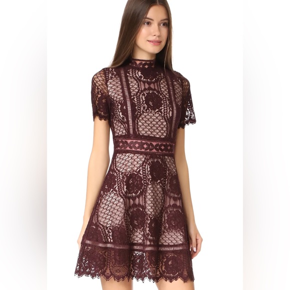 BB Dakota | Dresses | Bb Dakota Aria Burgundy Lace Crochet Mini Dress ...